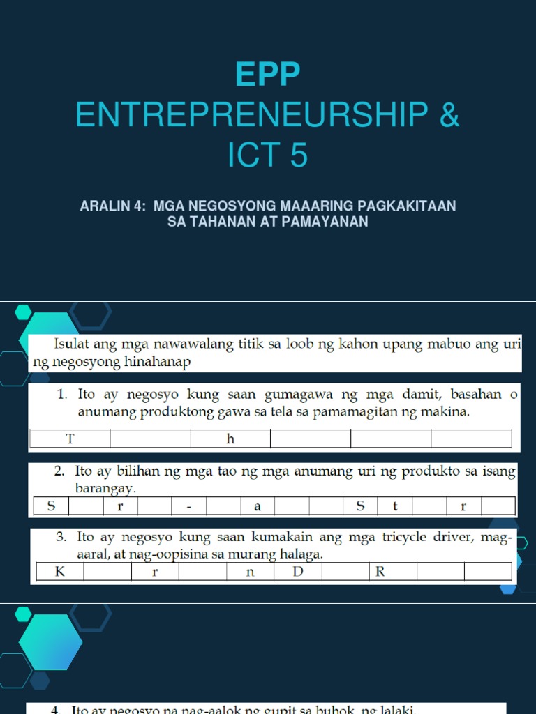 Epp Entrepreneurship & Ict 5 | PDF