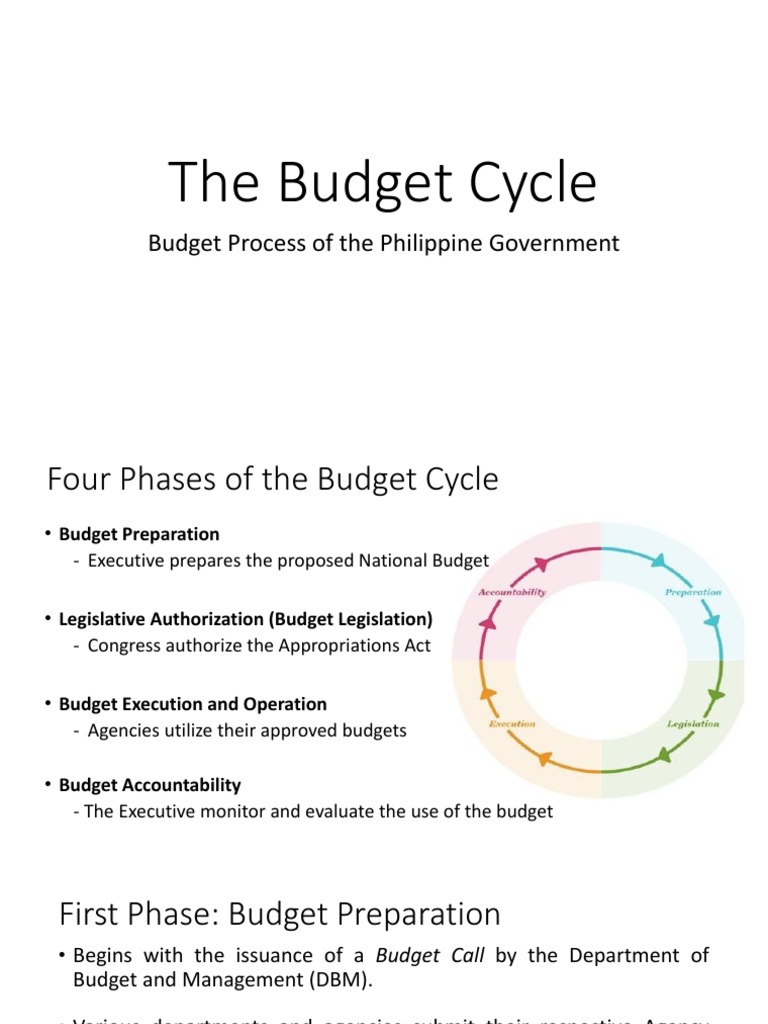 Philippine Government Budget Cycle Overview | PDF | Appropriation Bill ...