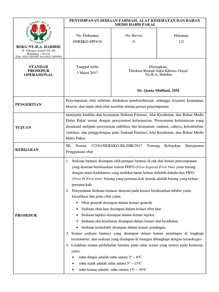 09 Spo Penyimpanan Sediaan Farmasi Alkes Bmhp Pdf