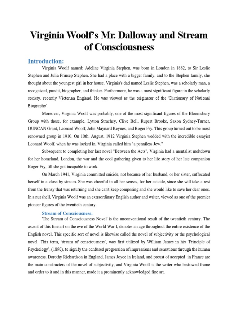Assignment Stream of Consciousness | PDF | Mrs Dalloway | Virginia Woolf