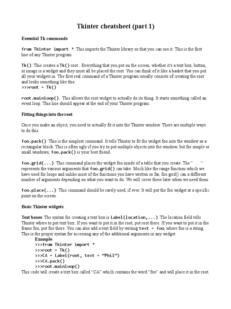 Tkinter PDF | PDF | Areas Of Computer Science | Software Development