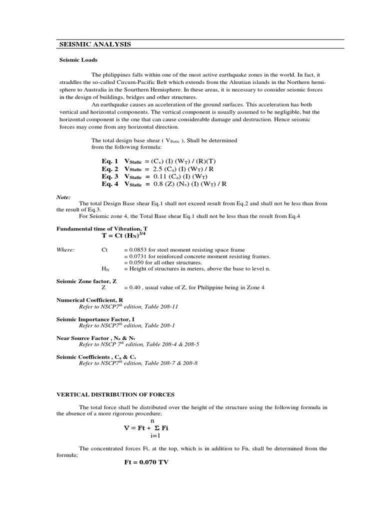 Seismic Analysis Pdf Shear Stress Force