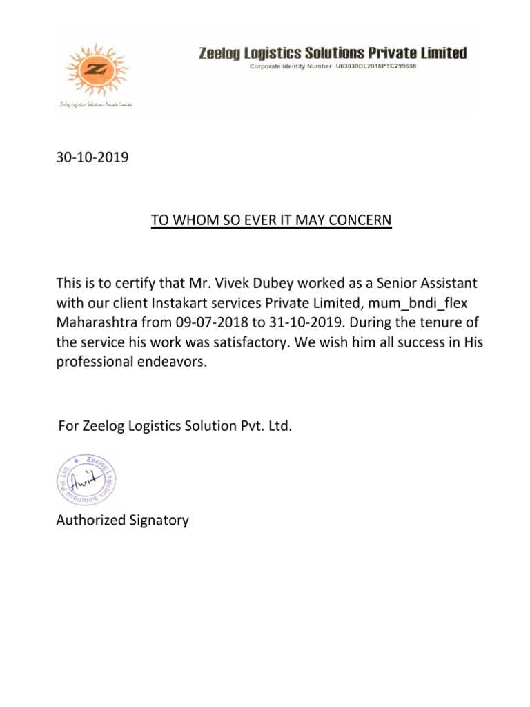 Experience Letter | PDF