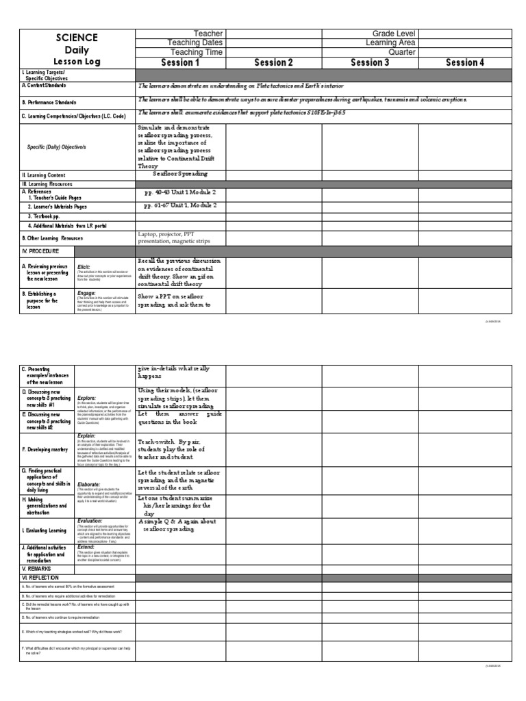 DLL 7es Seafloor Spreading | PDF | Plate Tectonics | Concept