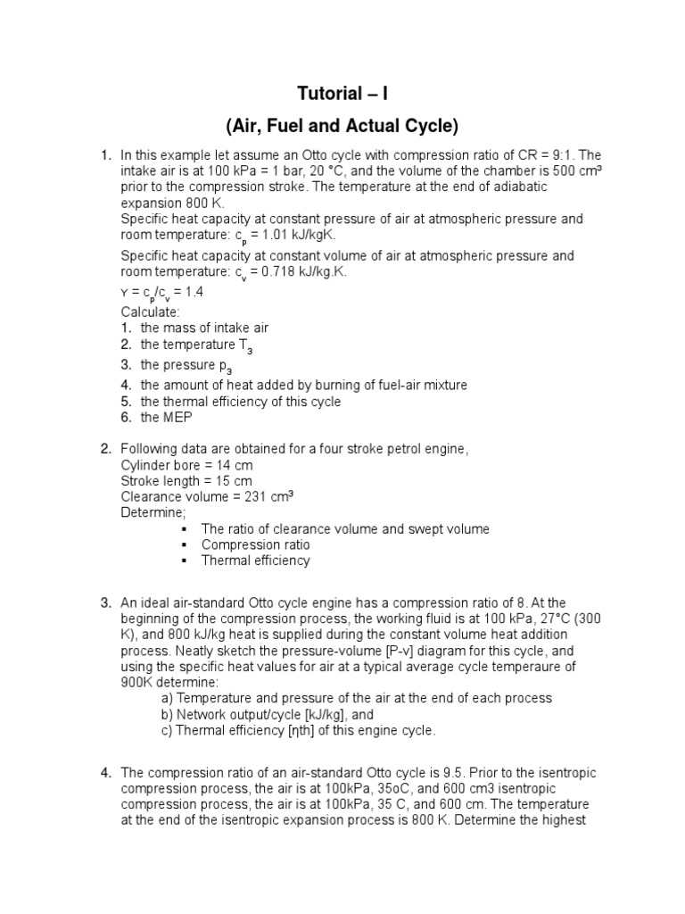 Tutorial Assignment | PDF | Internal Combustion Engine | Diesel Engine
