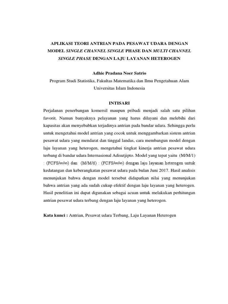 Abstrak Skripsi Teori Antrian | PDF | Teknologi & Rekayasa