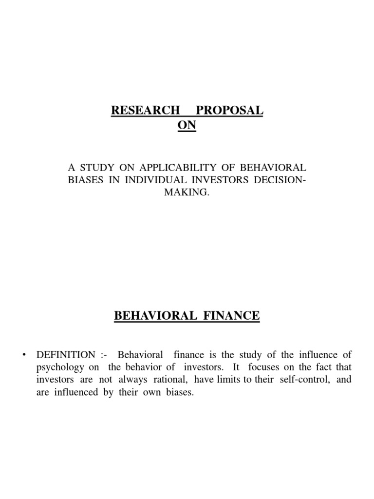 Research Proposal | PDF | Bias | Behavioral Economics