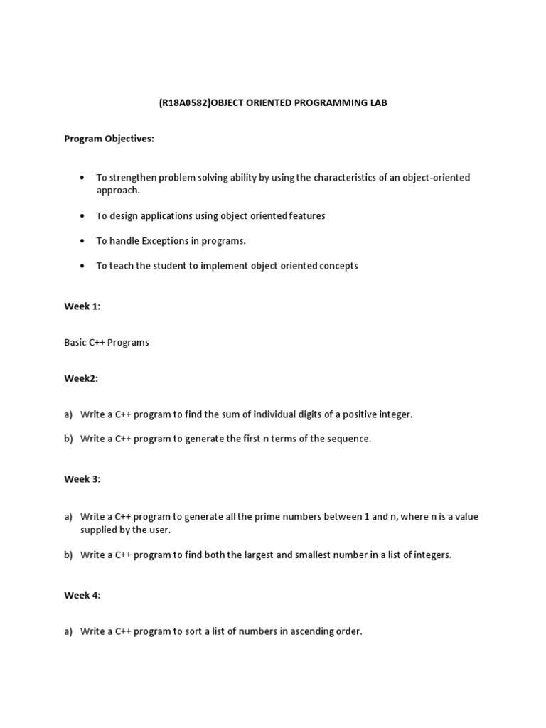 Oop Lab Manual | PDF | C++ | Constructor (Object Oriented Programming) Oop Lab Manual | PDF | C++ | Constructor (Object Oriented Programming)