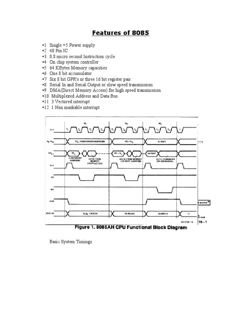 8085 Features | PDF | Electrical Engineering | Central Processing Unit