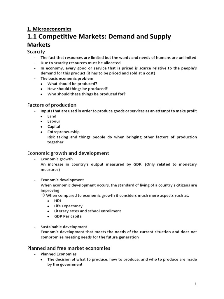 IB Economics - Microeconomics Notes | PDF | Price Elasticity Of Demand ...