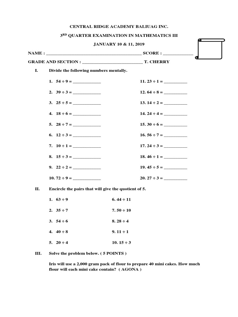 3rd QUARTER EXAM | PDF