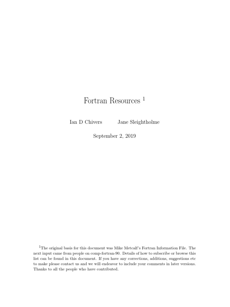Fortran Resources | PDF | Computer Programming Tools | Computer Programming