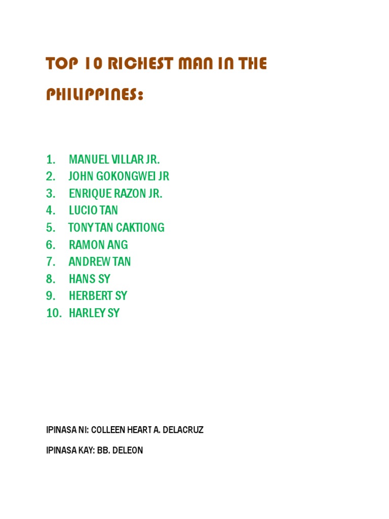 Top 10 Richest Man in The Philippines | PDF | Companies | Philippines