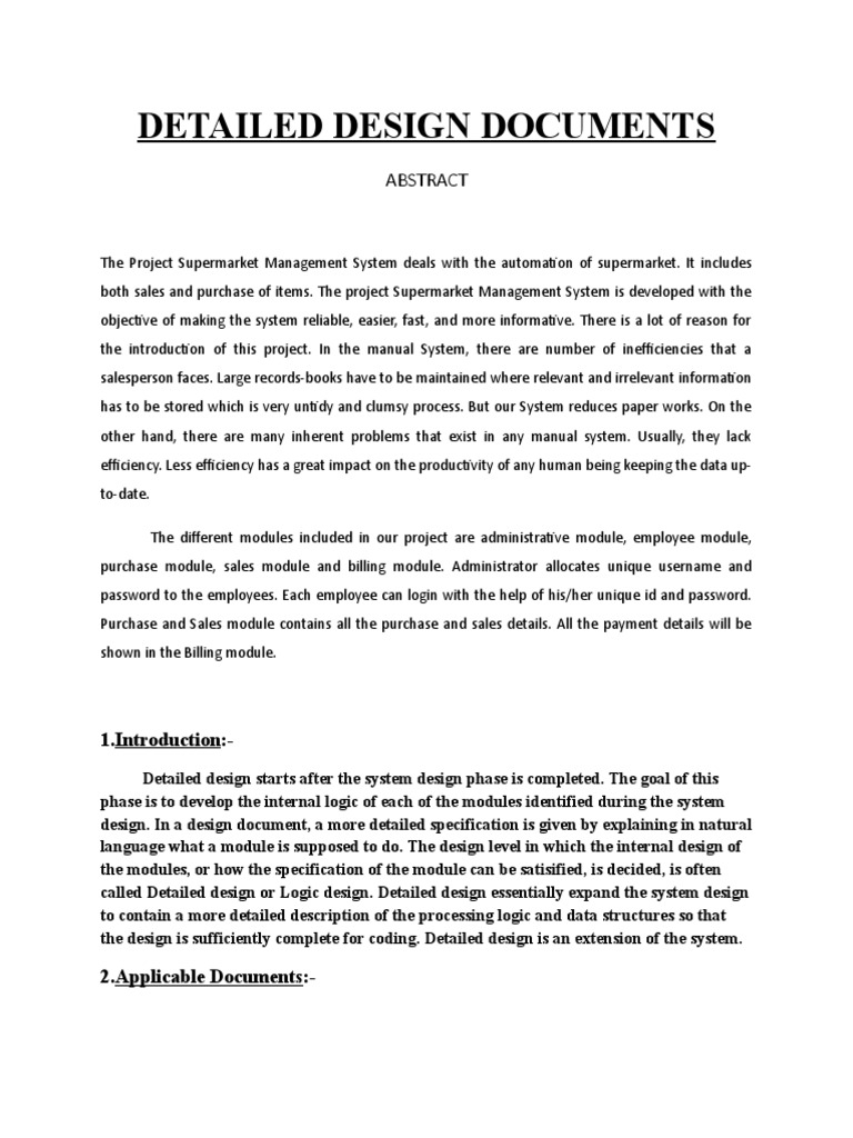 Supermarket Management System Design | PDF | Modular Programming ...