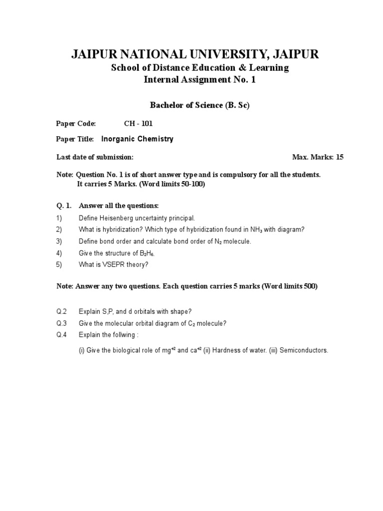 BSC CH 101 | PDF | Teaching Methods & Materials | Technology & Engineering