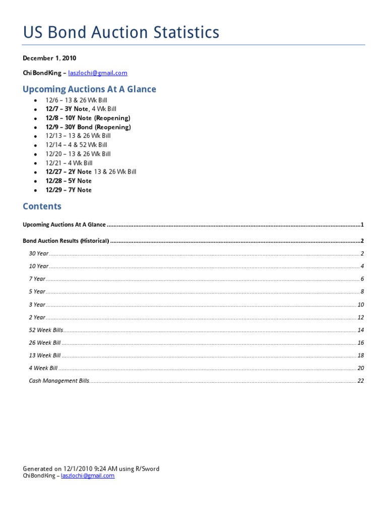 US Bond Auction Statistics | PDF