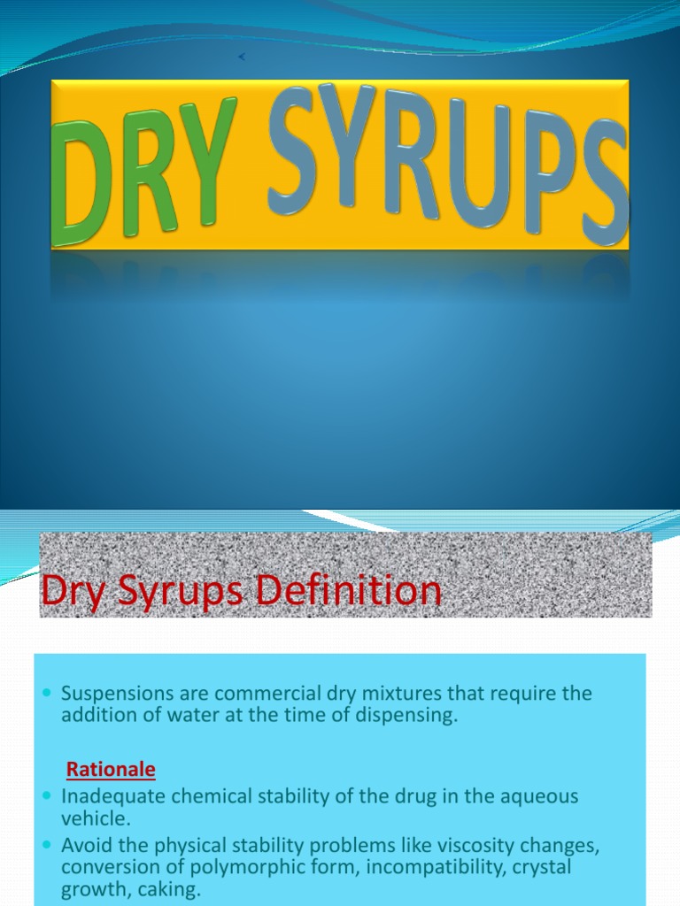 Dry Syrup | PDF | Surfactant | Pharmaceutical Formulation