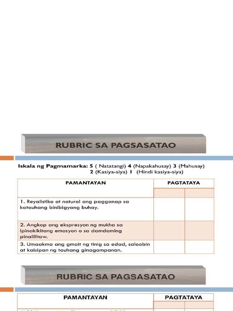 Rubric Sa Pagsasatao | PDF