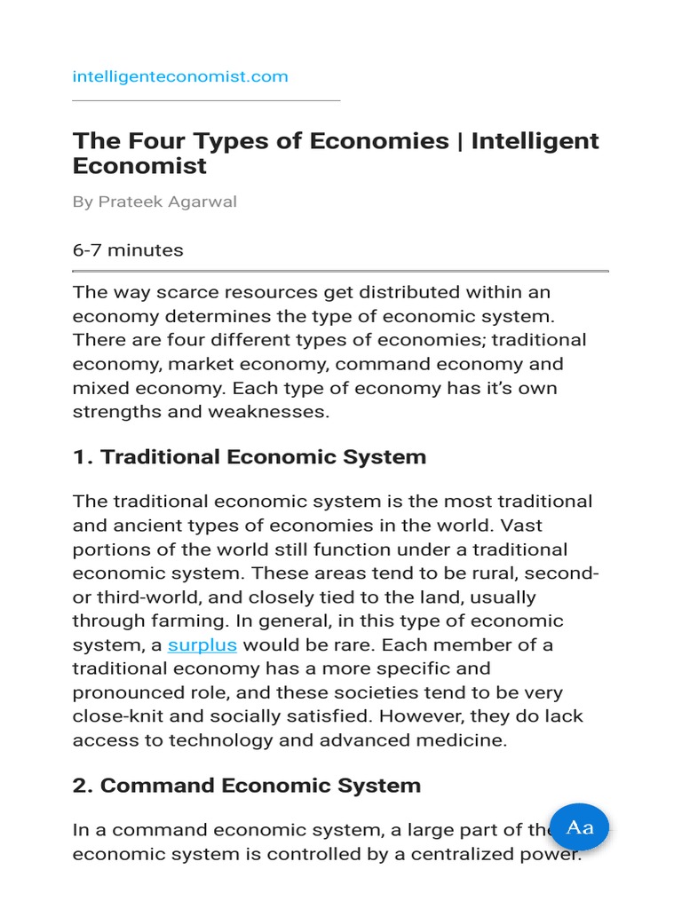 The Four Types of Economies Intelligent Economist | PDF | Market ...