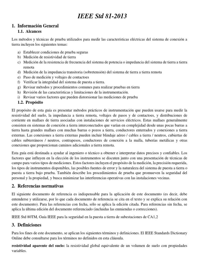 IEEE STD 81-2013 - v1 PDF | PDF | Corriente eléctrica | Resistencia ...
