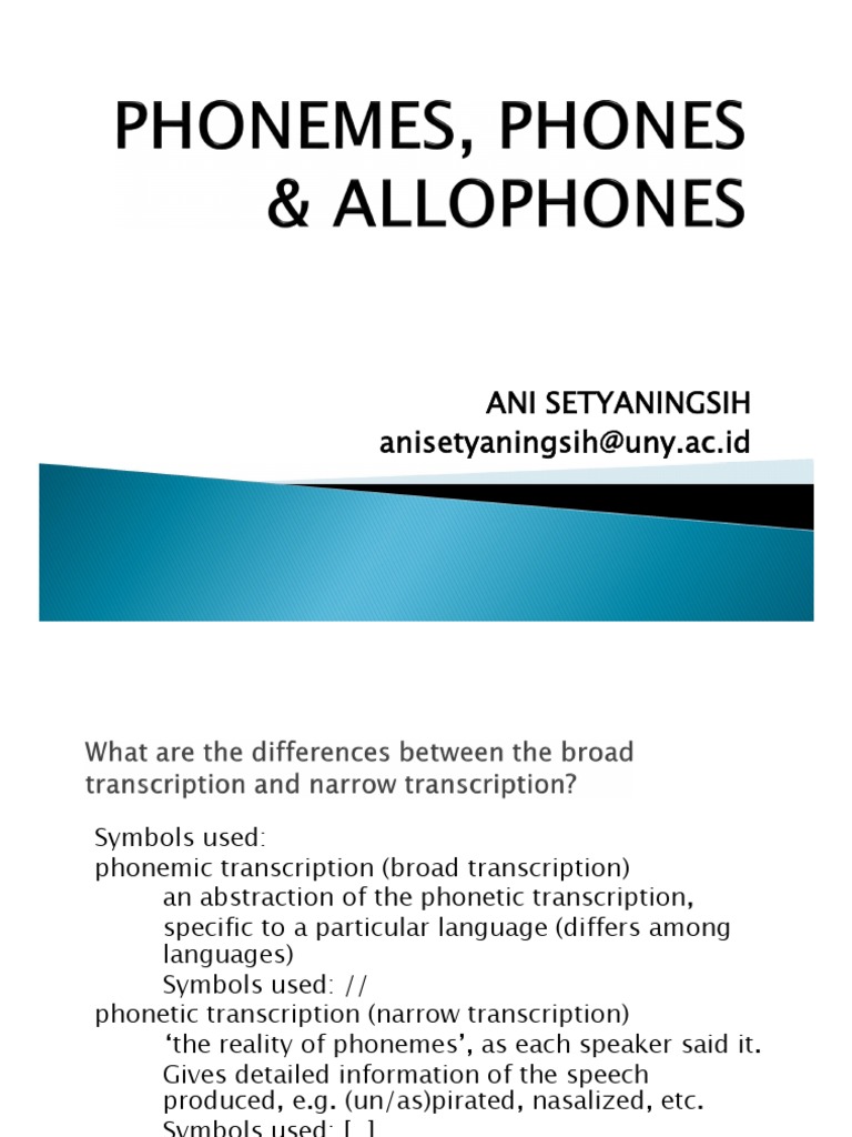 9 Phone Phoneme Allophone | PDF | Phoneme | Symbols