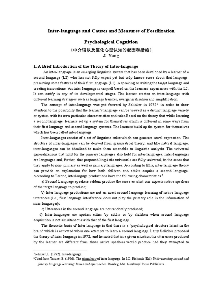 Understanding Interlanguage Dynamics | PDF | Second Language | Second Language Acquisition