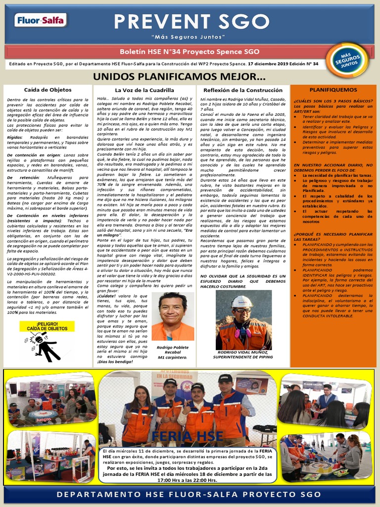 Boletín HSE Proyecto Spence SGO 034 - 17dic19 FG | PDF | Bienestar ...