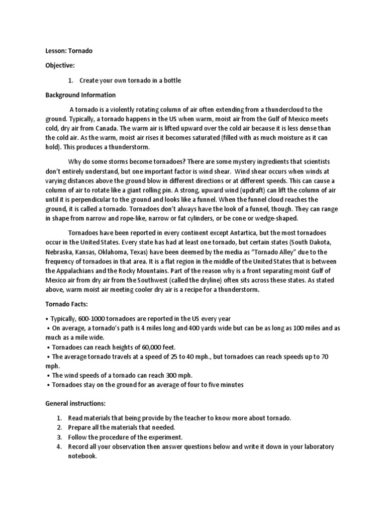 Laboratory Activity - Tornado | PDF | Tornadoes | Storms