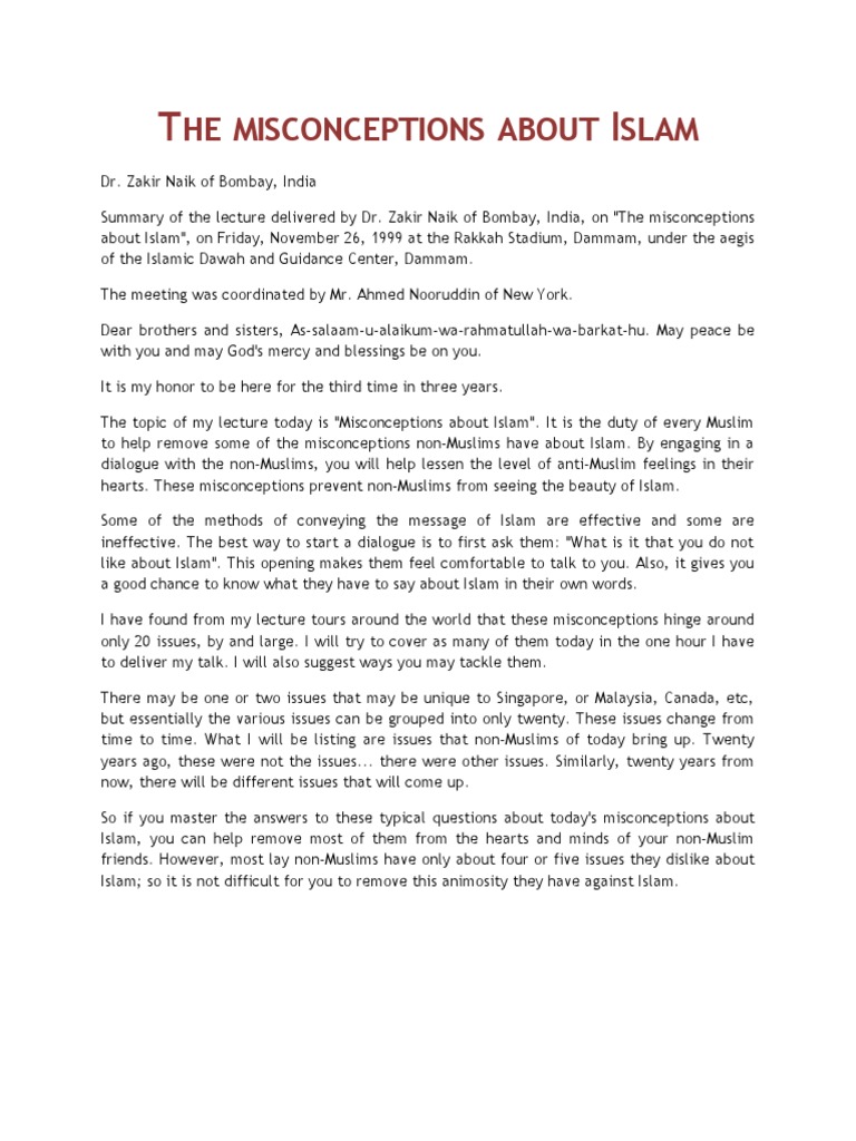 The Misconceptions About Islam | PDF | Abrahamic Religions | Hijab