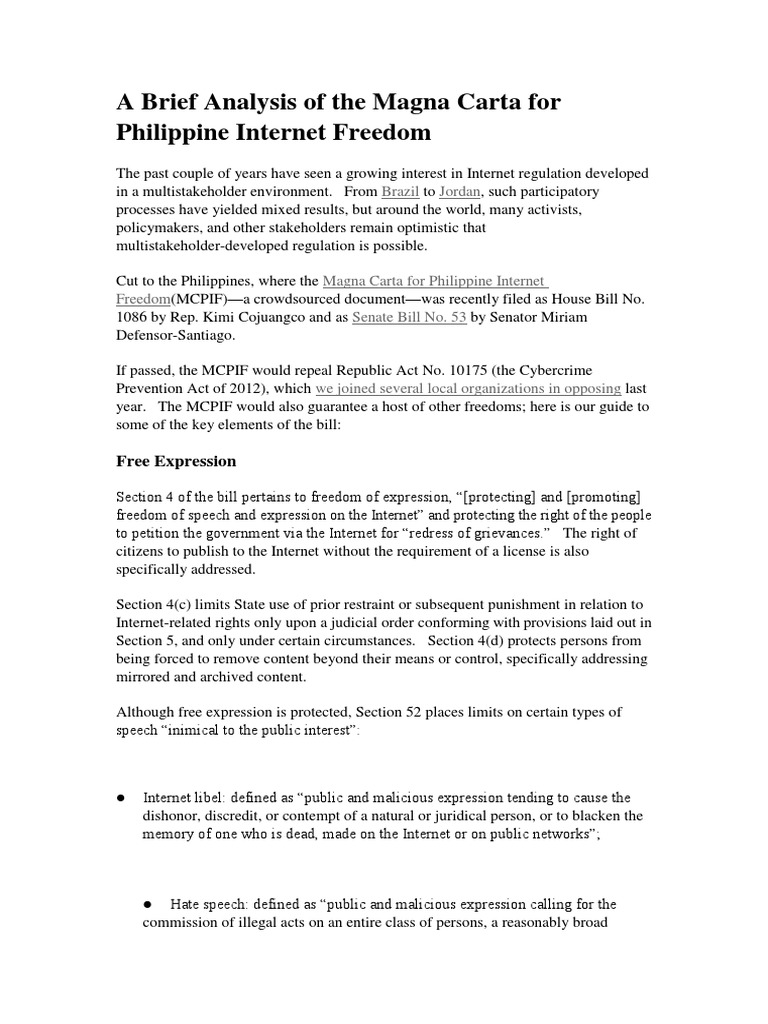 A Brief Analysis of The Magna Carta For Philippine | PDF | Privacy ...