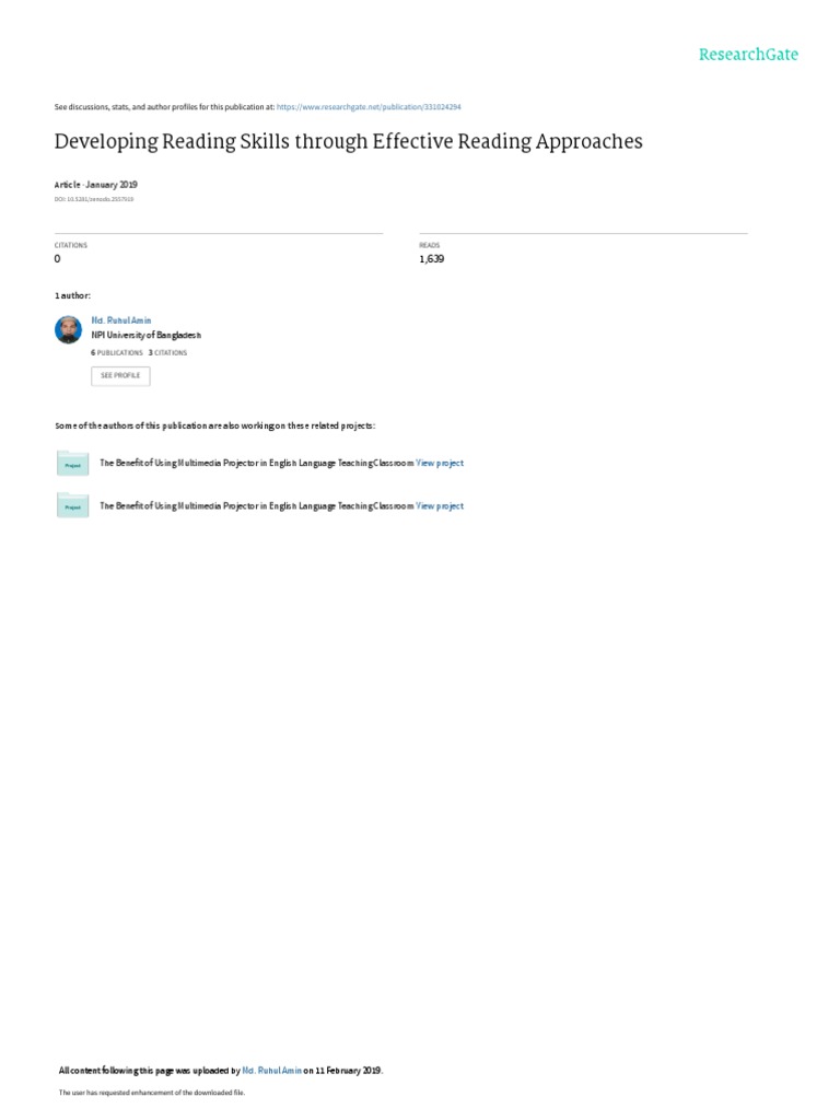 Developing Reading Skills Through Effective Reading Approaches | PDF ...