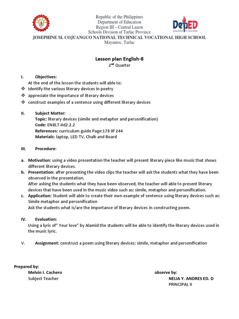 COT Lesson Plan English 8 | PDF | Social Science