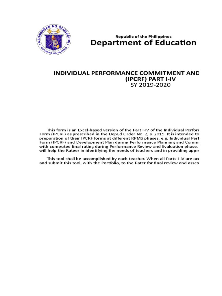 DepEd IPCRForms Part1-4 | PDF | Teachers | Educational Technology