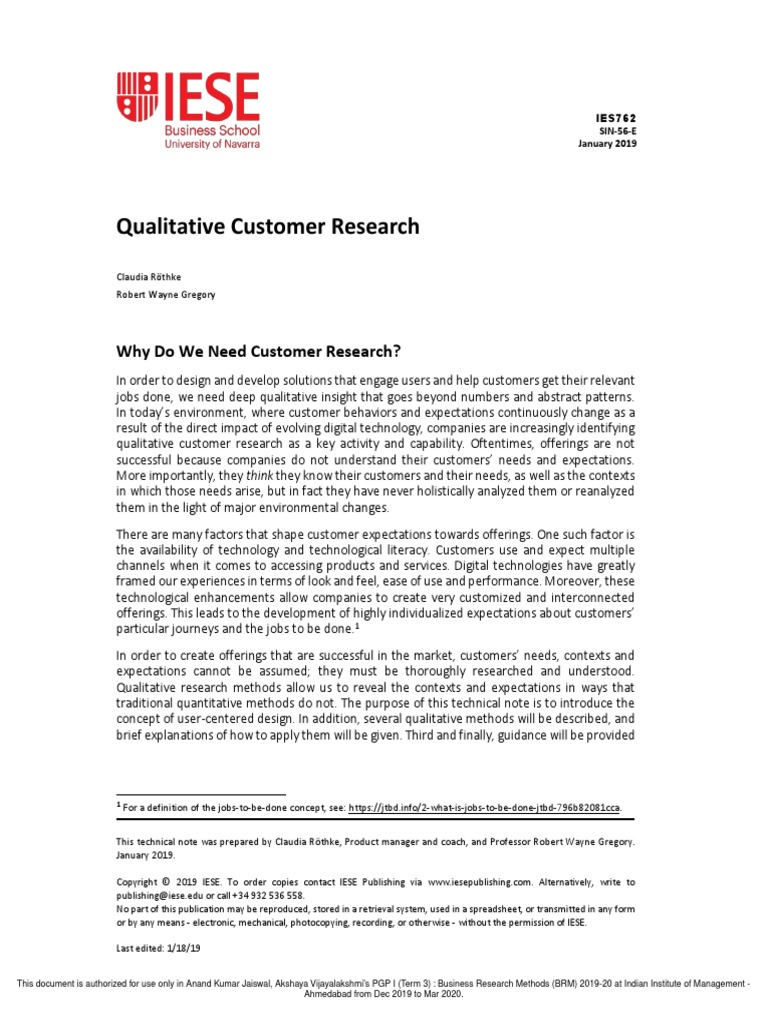 Qualitative Customer Research | PDF | Qualitative Research | Ethnography
