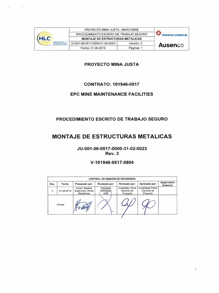 Procedimiento Seguro Montaje Metálico | PDF | Seguridad y salud ocupacional | Grúa (máquina)