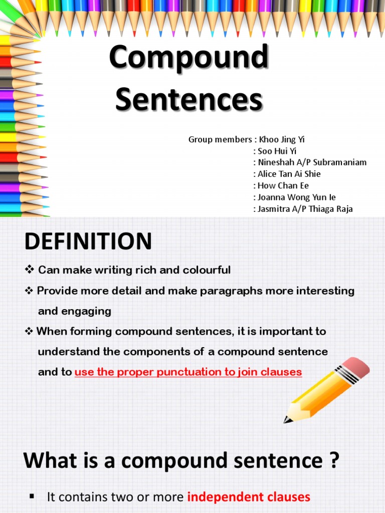 Joining Printable Worksheets Compound Sentences Compound Sentence