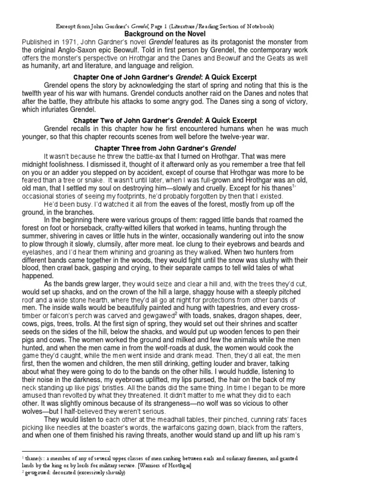 Excerpt John Gardners Grendel PDF | PDF | Beowulf | Nature