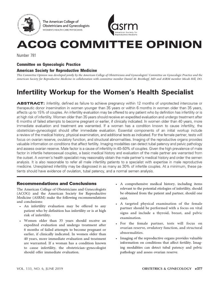 Infertility ACOG | PDF | Infertility | Polycystic Ovary Syndrome