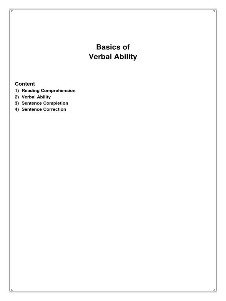 Basics of Verbal Ability | PDF | Reading Comprehension | Paintings