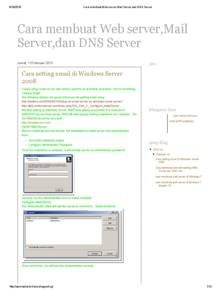 Cara Membuat Web Server, Mail Server, Dan DNS Server | PDF | Domain ...