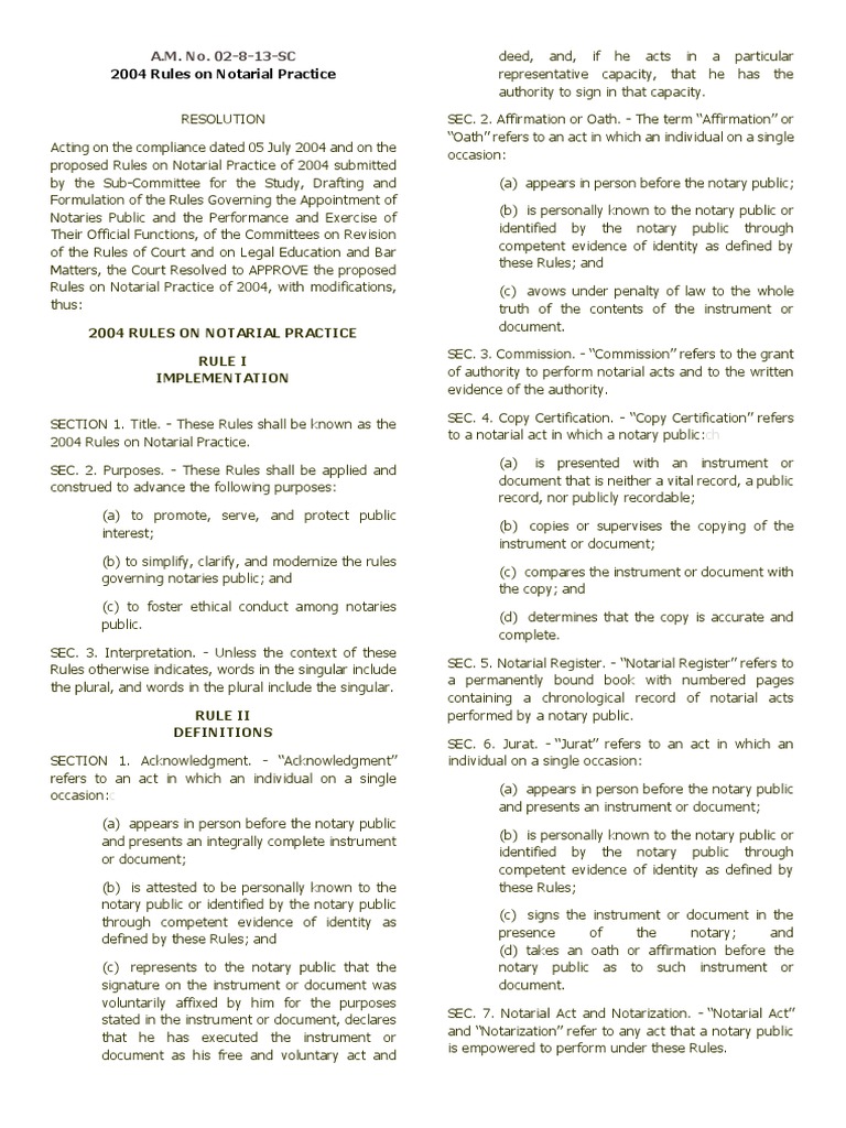 2004 Notarial Rules | PDF | Notary Public | Signature