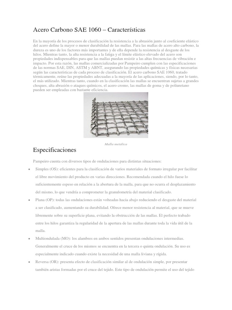 Acero Carbono SAE 1060 | PDF | Acero | Ingeniería de Edificación