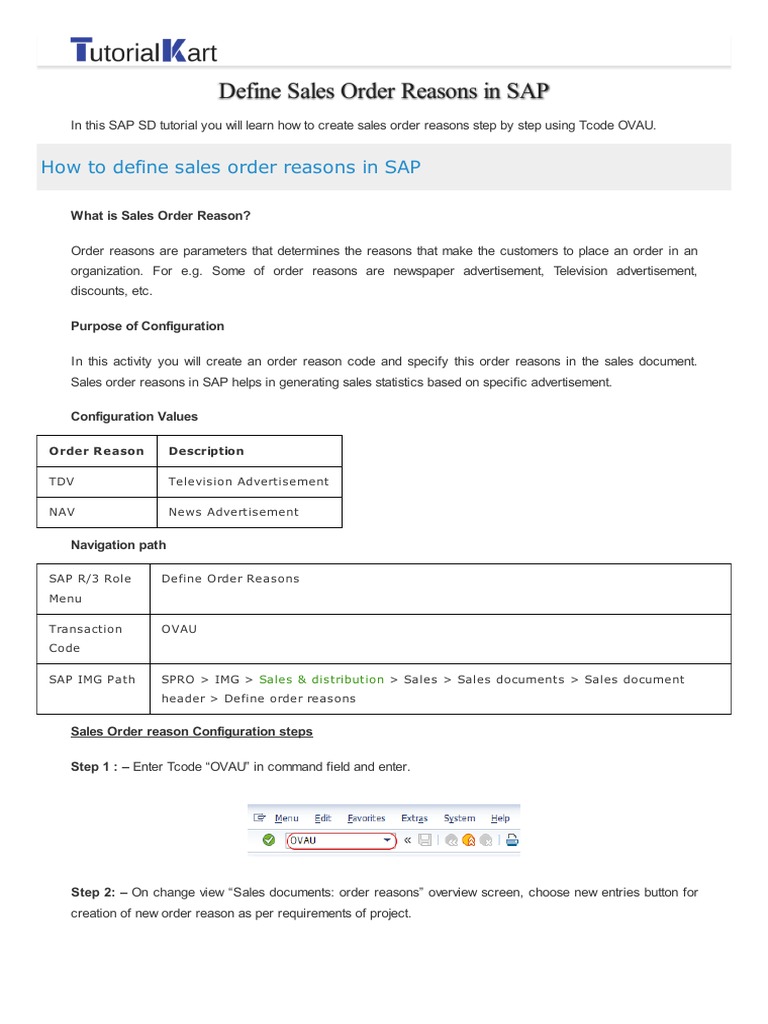 Define Sales Order Reasons in Sap PDF | PDF | Pricing | Credit