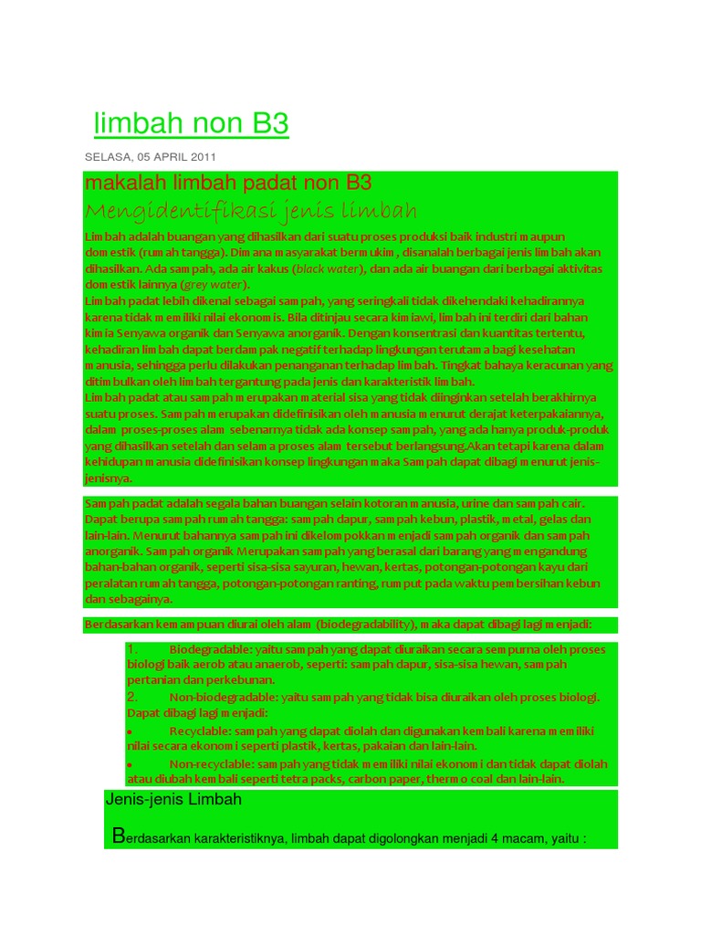 Limbah Non b3 | PDF