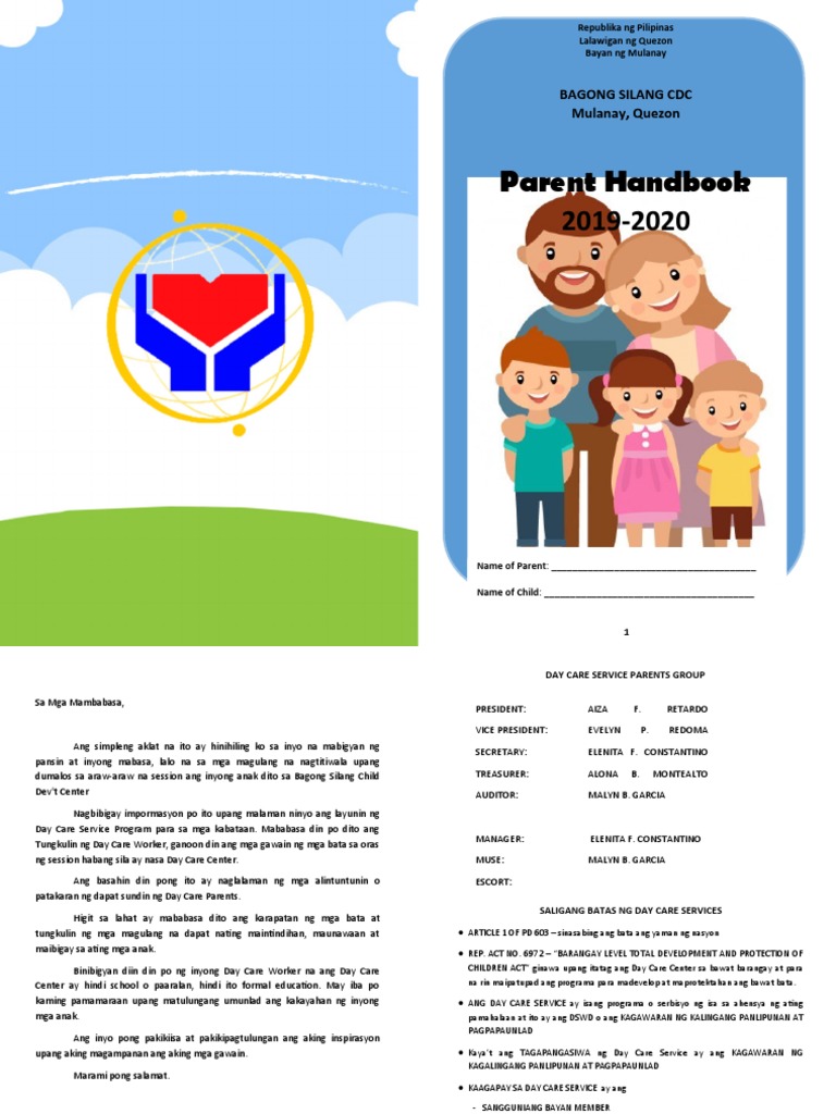 Day Care Parent Handbook 2018 Mabini | PDF