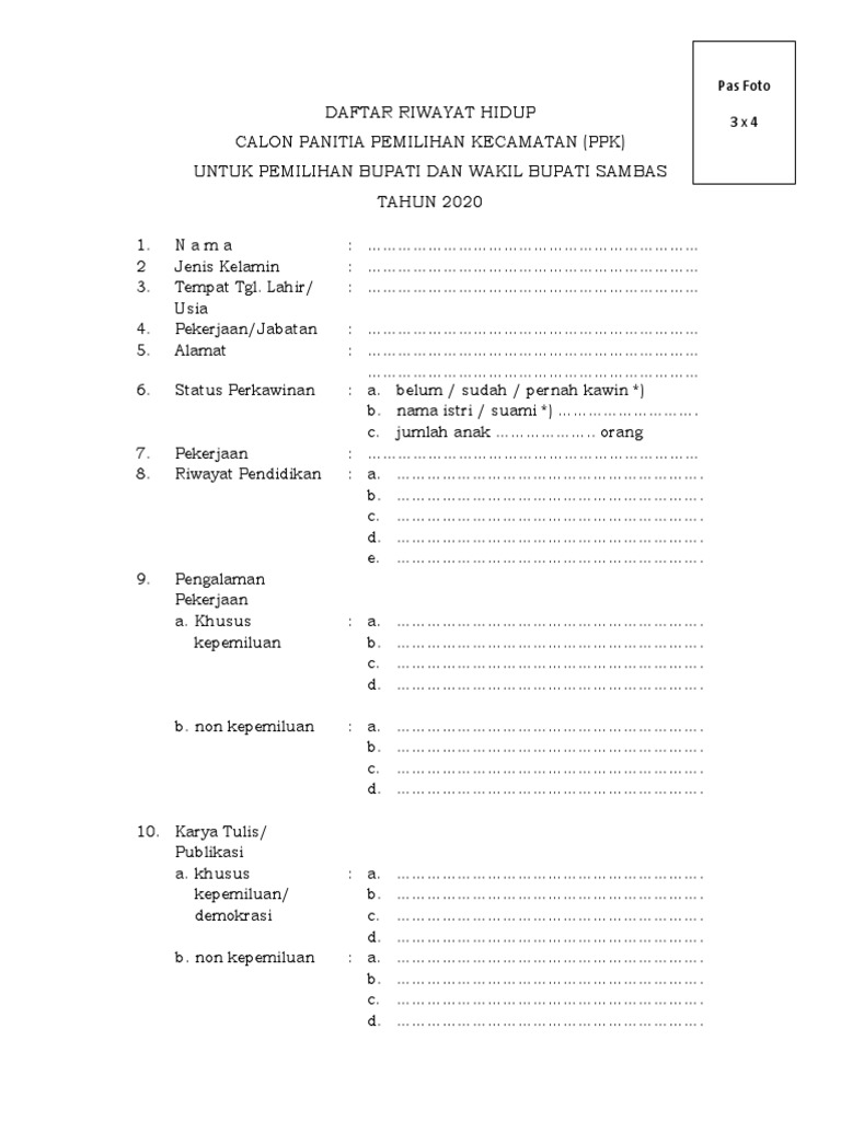 Daftar Riwayat Hidup PPK | PDF