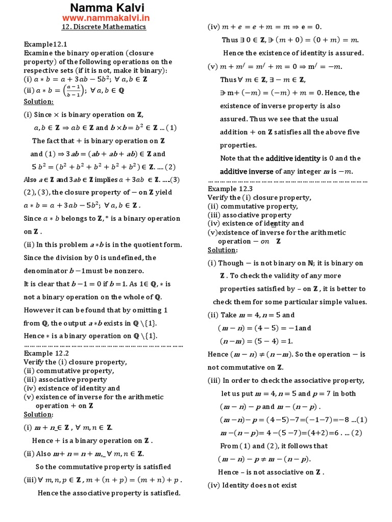 Discrete Math Verifies Properties of Operations | PDF | Integer | Ring Theory