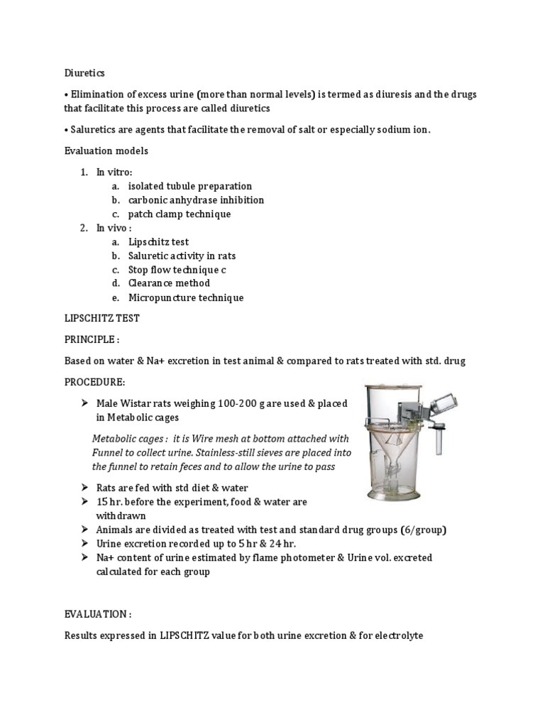 Diuretic and Saluretic Activity in Rats | PDF | Renal Function | Kidney