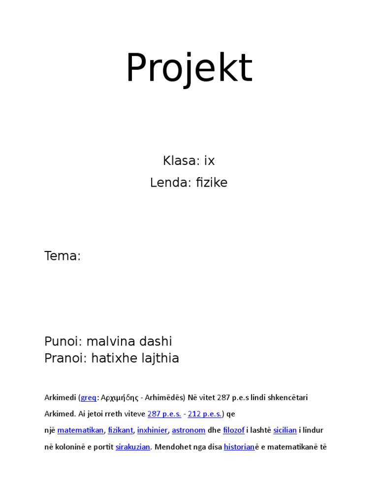 Arkimedi Dhe Ligjet | PDF