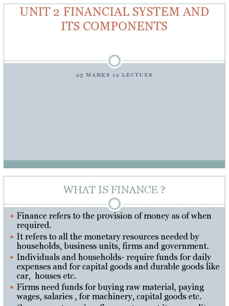 Overview of Indian Financial System Components | PDF | Financial ...